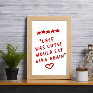 Chef Was Cute, Would Eat Here Again, Modern Kitchen Wall Art Decoration ...
