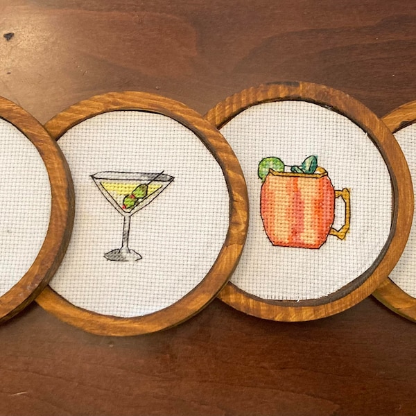 Cross Stitch Coaster - Etsy