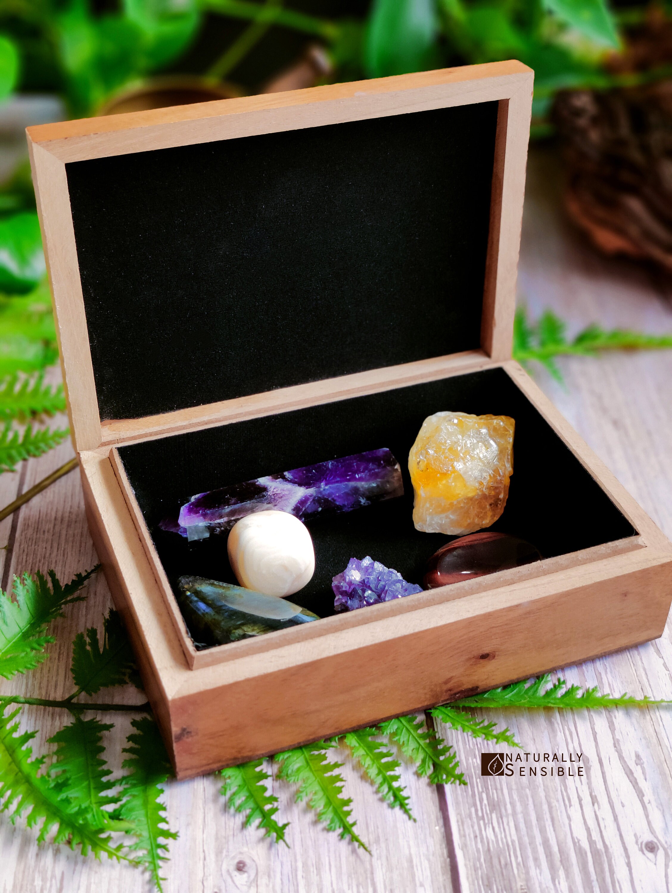 Velvet Lined Box, Laser Etched Namaste, Rose Quartz Inlay, Wooden ...