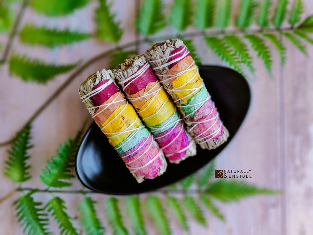 Mini White Sage Smudge Stick, Rose Petals Smudge Stick, Natural Infused ...