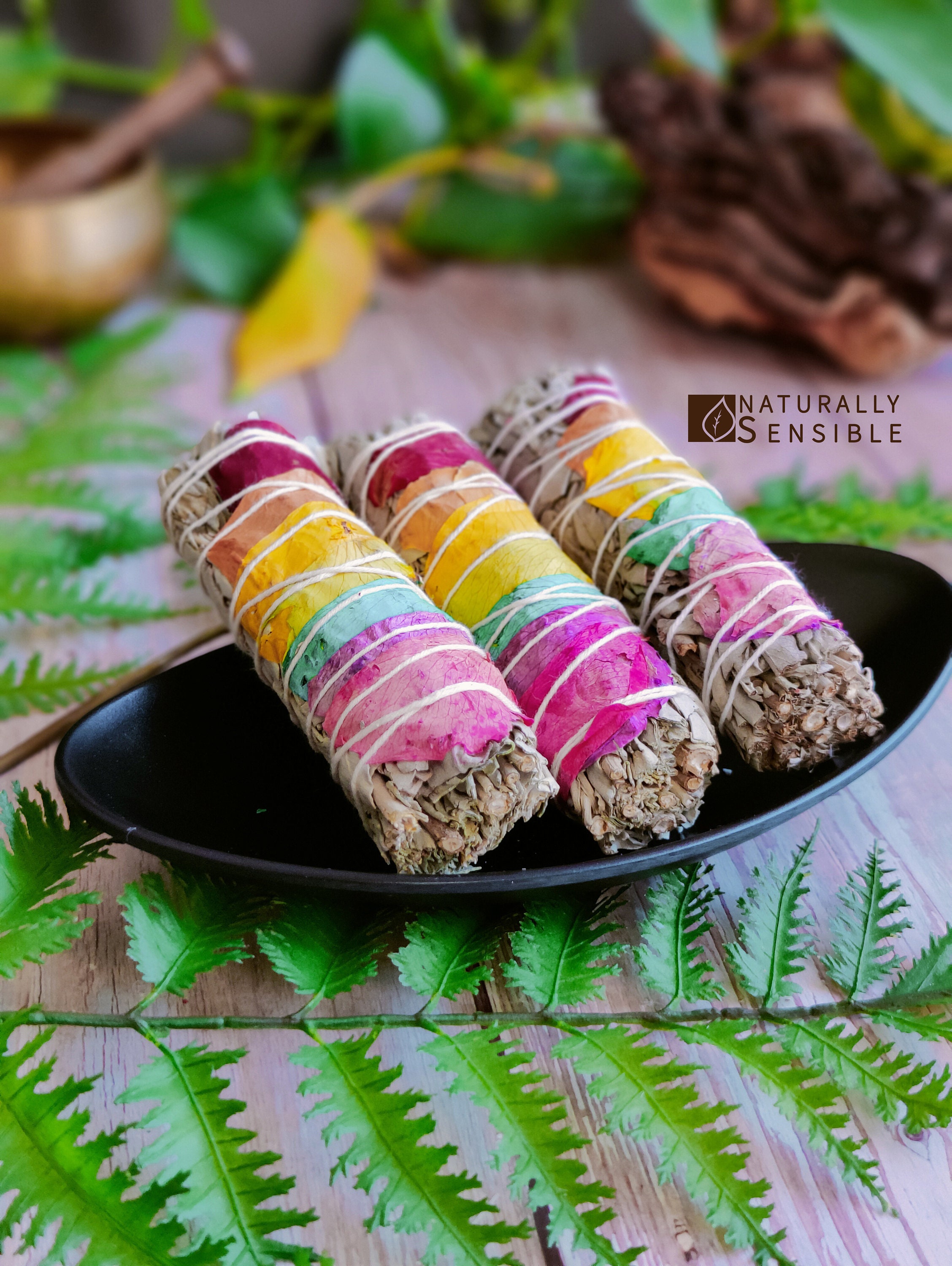 Mini White Sage Smudge Stick, Rose Petals Smudge Stick, Natural Infused ...