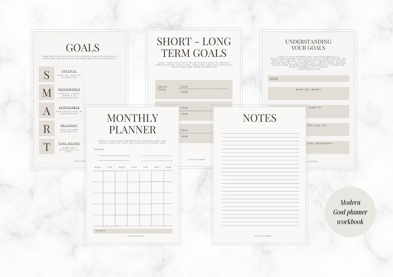 Goal Planner Printable Bundle Goal Setting Workbook Printable Planner ...