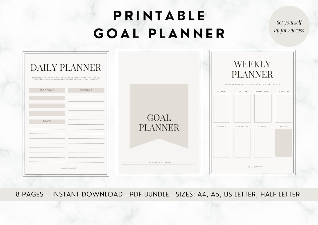Goal Planner Printable Bundle Goal Setting Workbook Printable Planner ...
