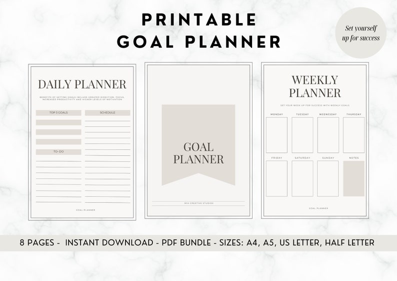 Goal Planner Printable Bundle Goal Setting Workbook Printable Planner ...