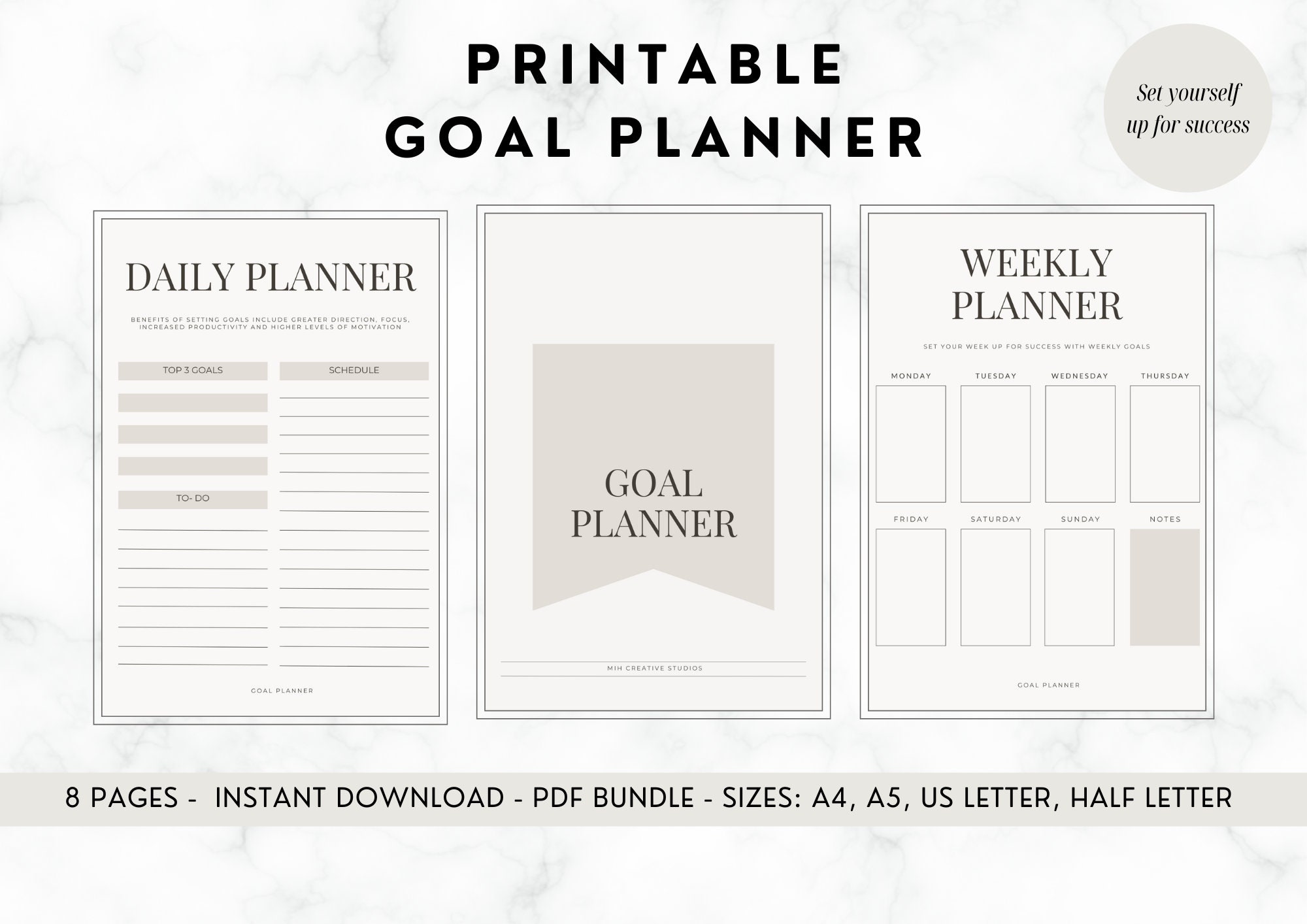 Goal Planner Printable Bundle Goal Setting Workbook Printable Planner ...
