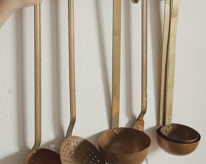 Vintage Copper & Brass Utensil Set - Etsy