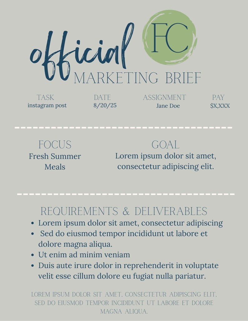 Marketing Brief Template - Etsy