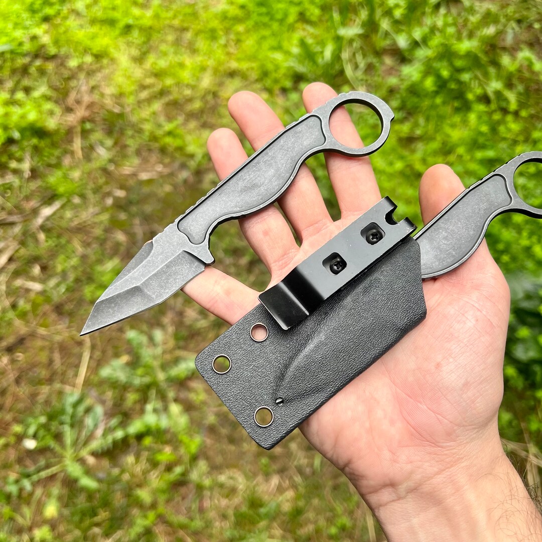 Karambit Style Knife D2 Steel Black Stonewash Kydex Sheath Tactical Combat Survival Edc Claw ...