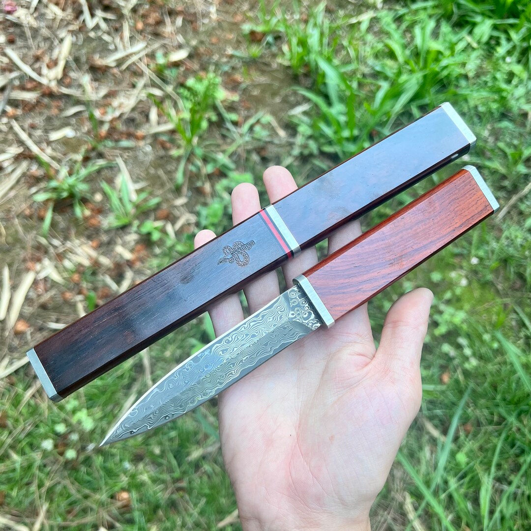 Japanese Style Dagger Knife Damascus Steel Blade San Mai - Etsy