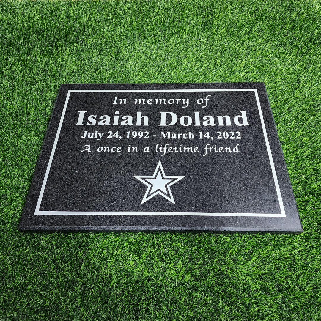 High Quality Natural Black Granite Flat Plaque Star Design Engraved ...