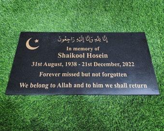 Islamic Muslim Memorial Human Grave Marker Black Granite - Etsy