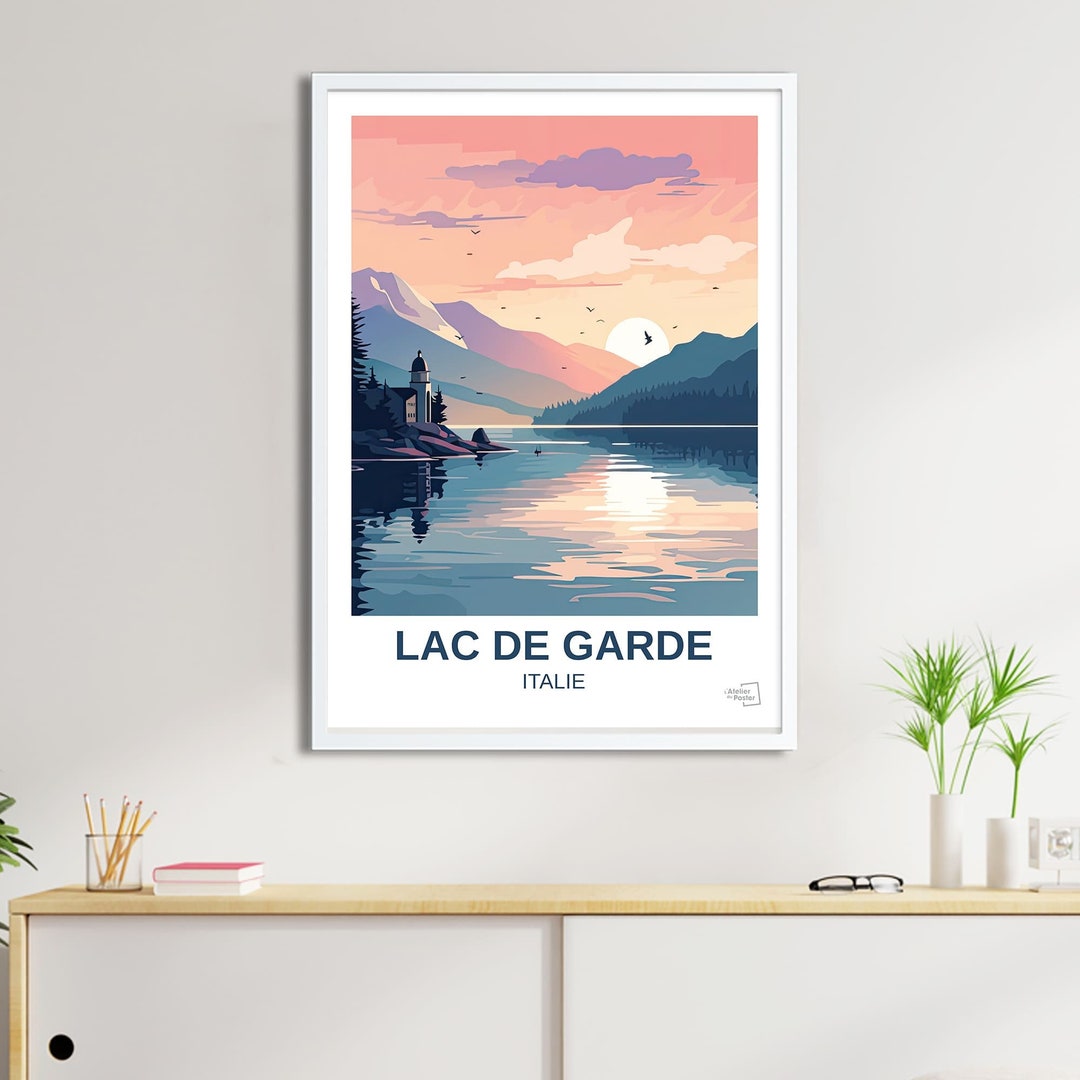 Lake Garda Poster – Tranquil Vintage Travel Print – Italian Lakes Wall ...
