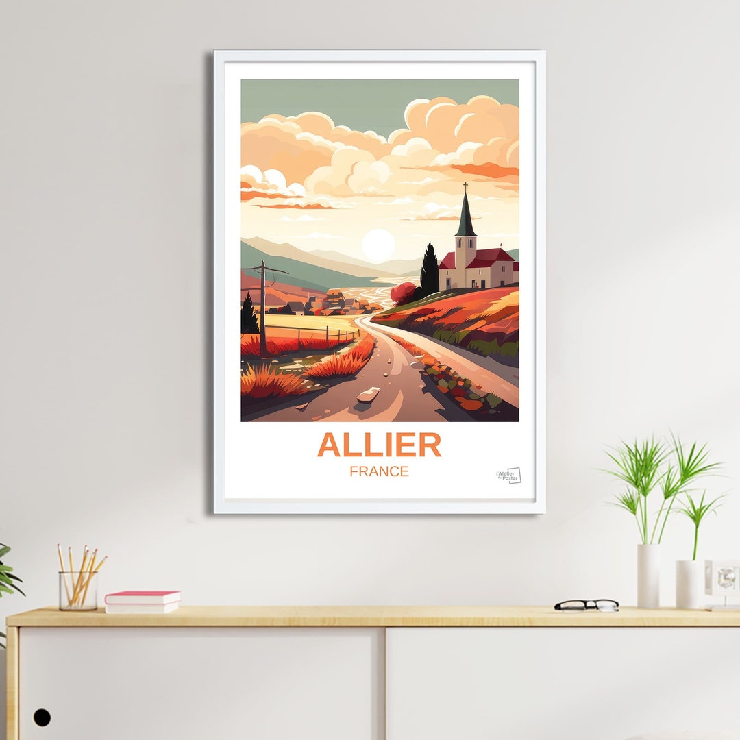 Allier France Travel Poster – Vintage French Countryside Wall Art Print ...