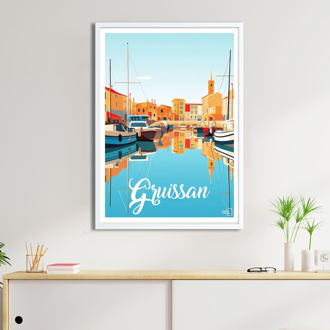 Gruissan France Travel Poster – Vintage Mediterranean Wall Art Print ...