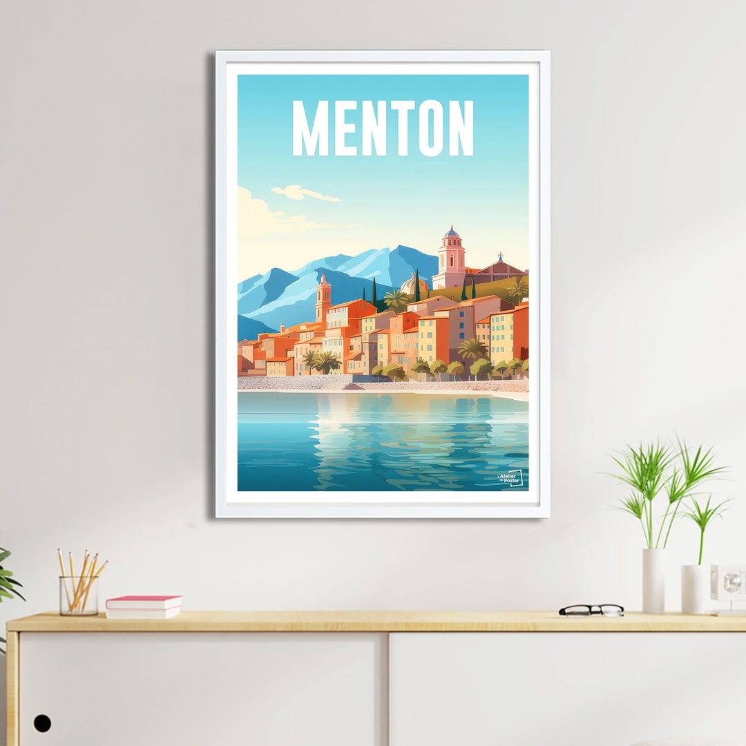 Poster Menton Travel Poster - Etsy
