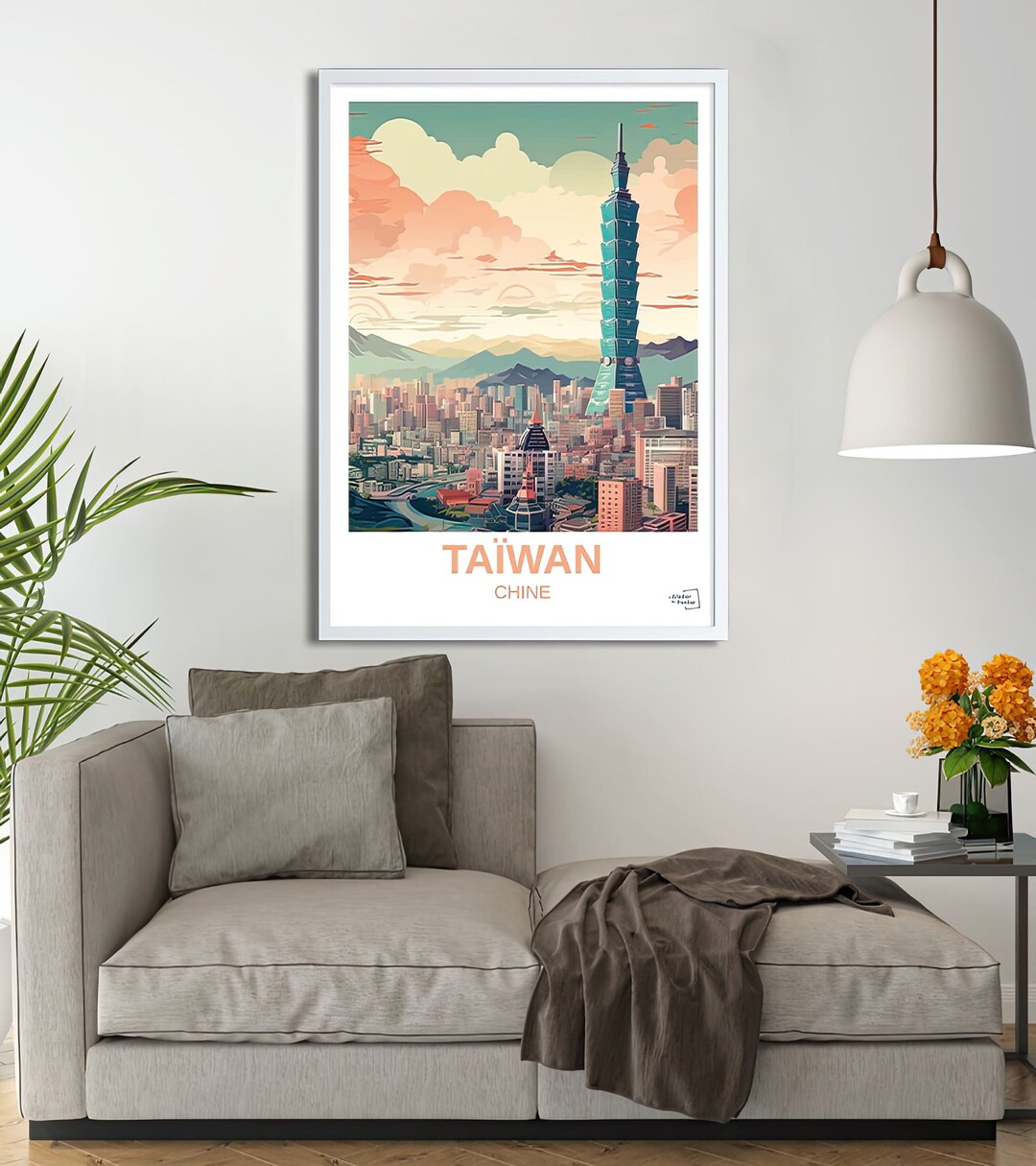 Taiwan Travel Poster – Taipei and Alishan Wall Art – Cultural and ...