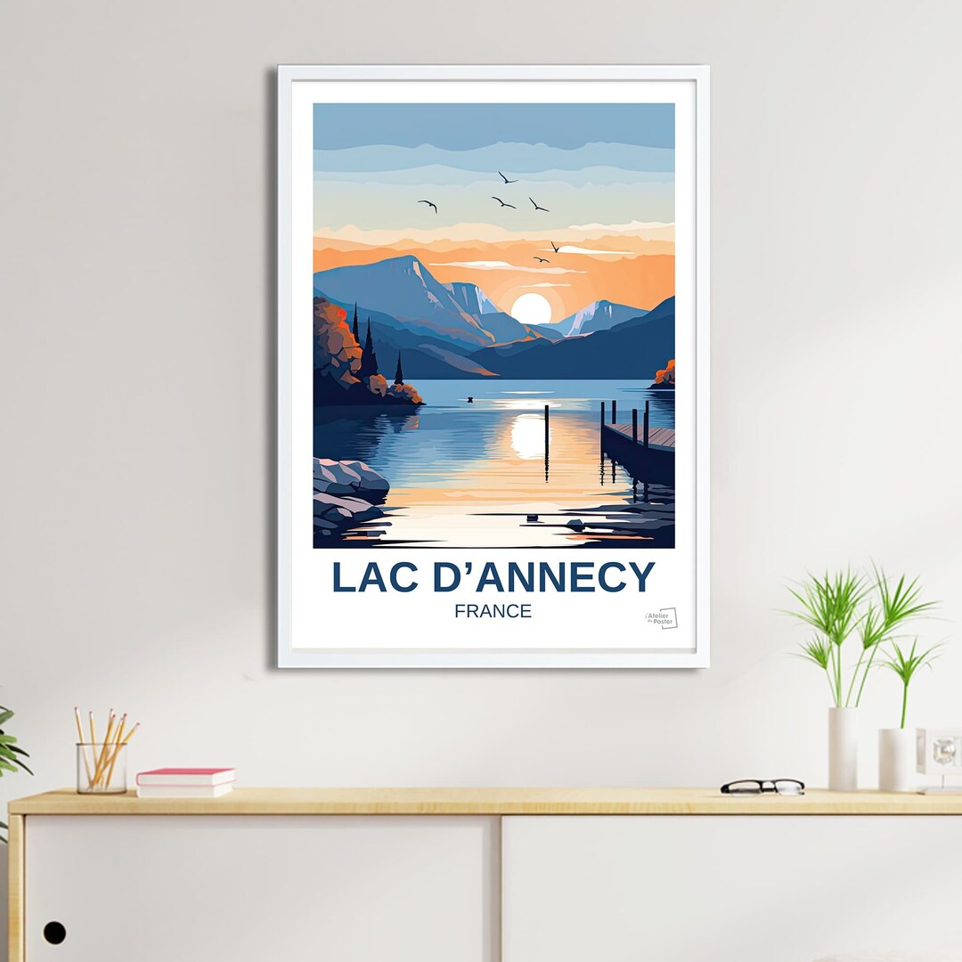 Lake Annecy Poster – Travel Poster – Peaceful Alpine Landscape ...