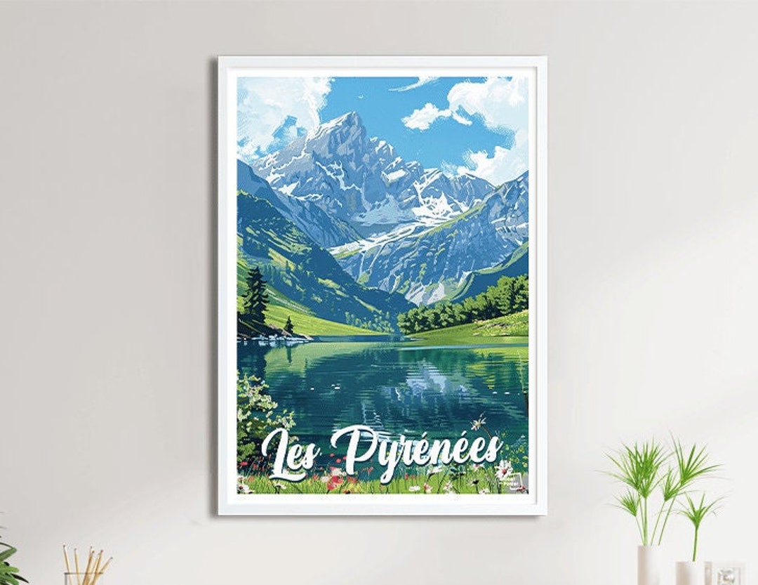 The Pyrenees Poster – Travel Poster – Mountain Wall Art – Vintage ...