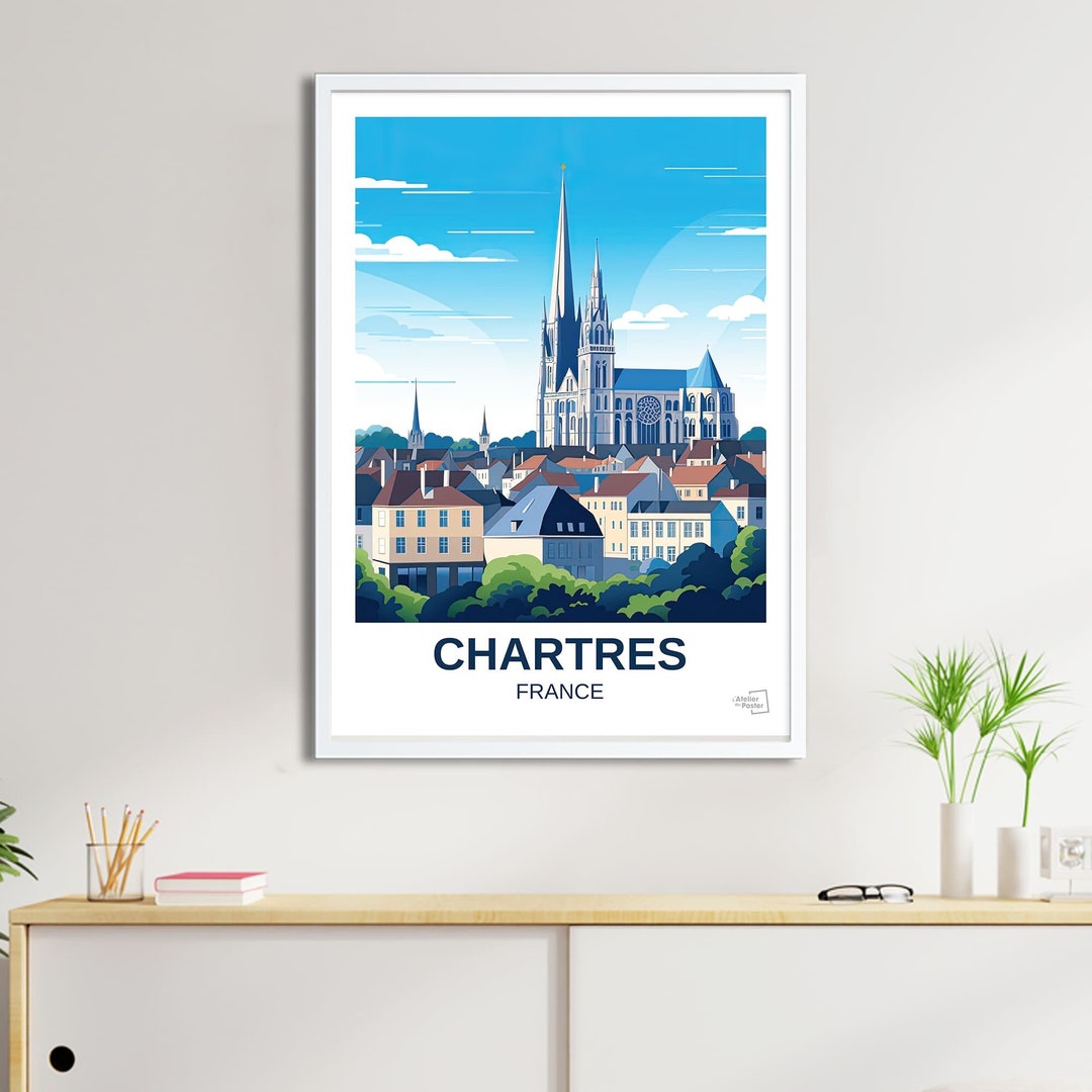 Chartres Travel Poster – Historical Medieval Poster – Vintage ...