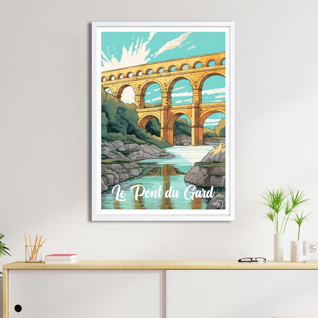 Pont Du Gard Poster – Travel Poster – Roman Aqueduct Illustration ...