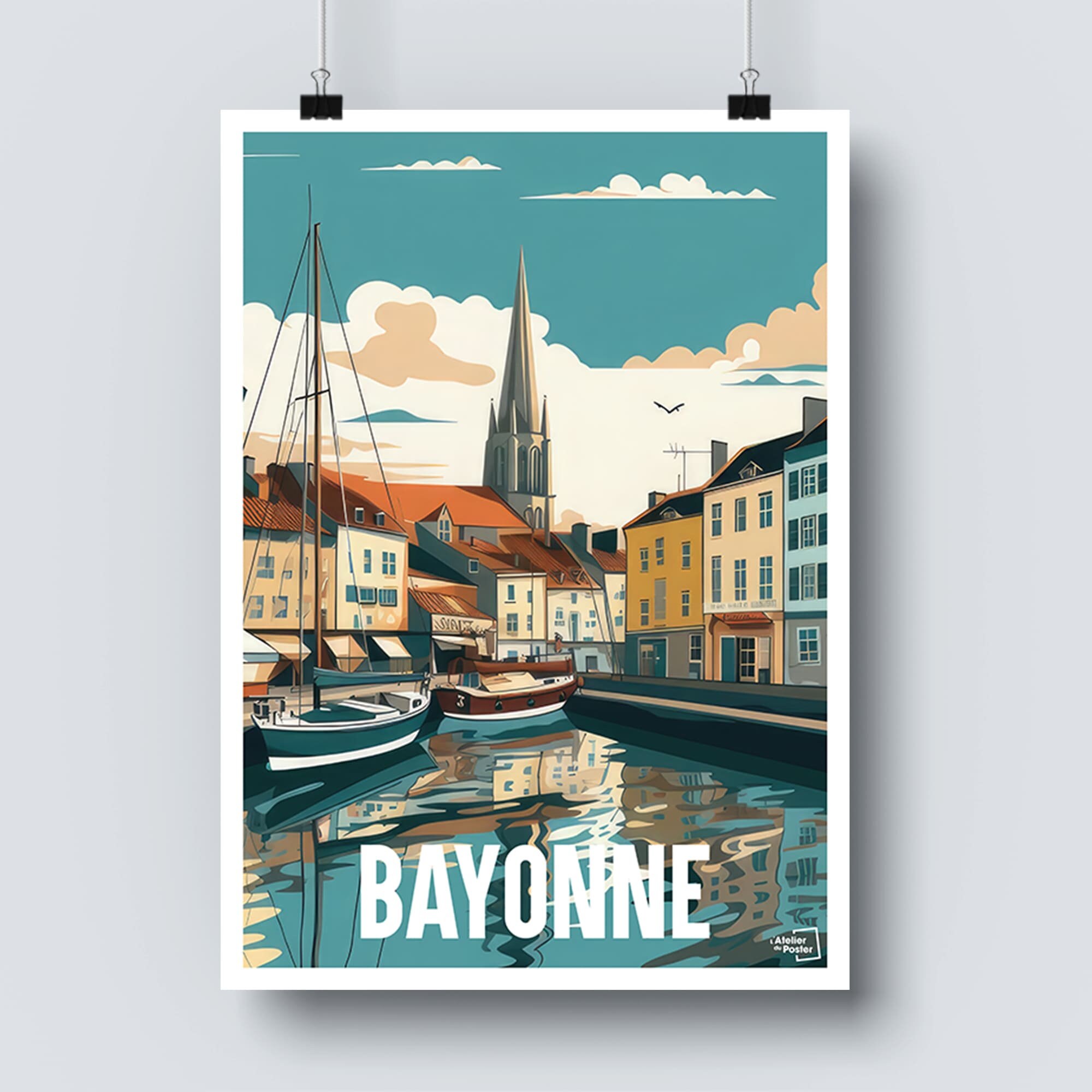 Bayonne Travel Poster – Basque Country Poster – Vintage Illustration ...