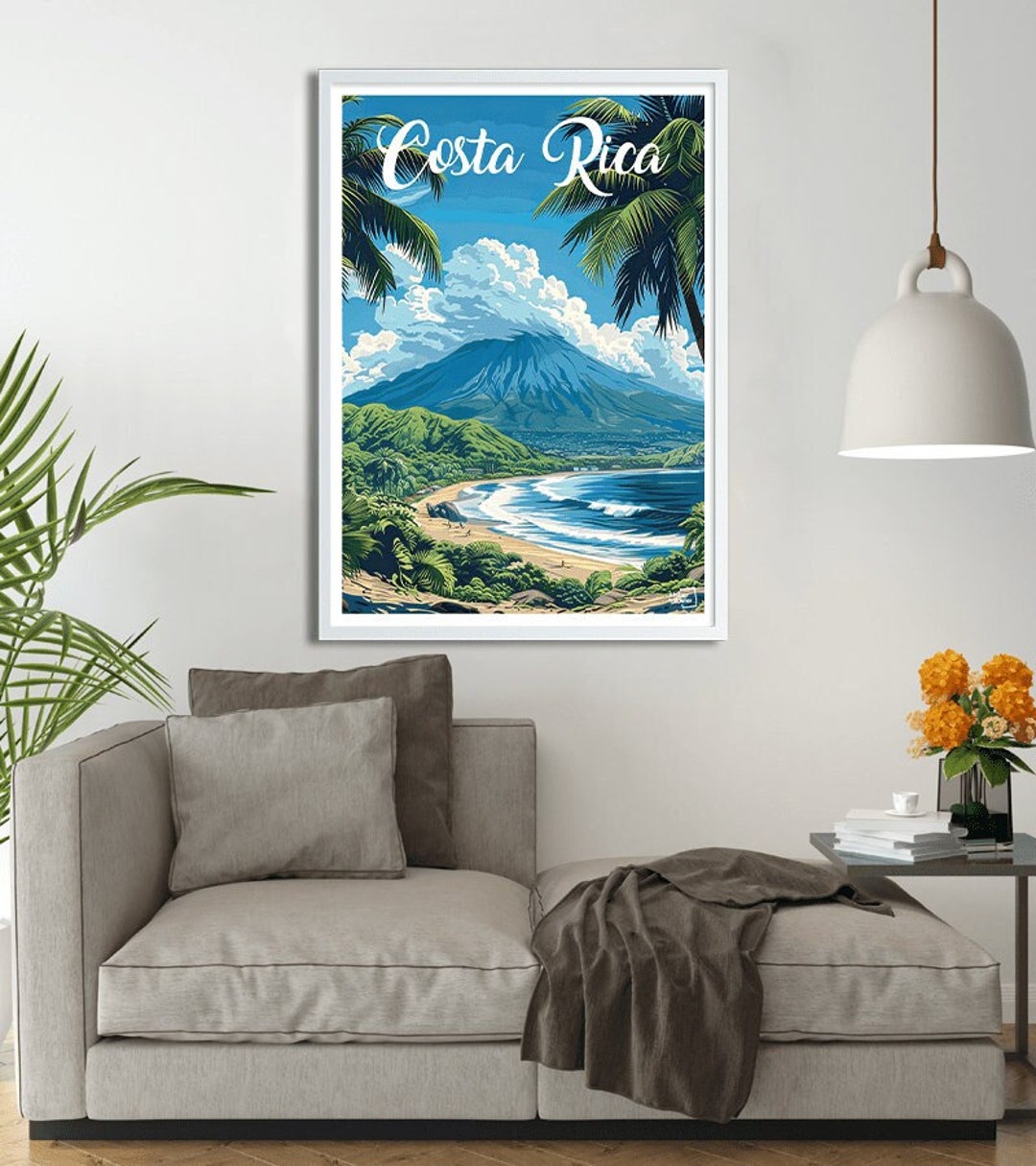 Costa Rica Poster – Travel Poster – Tropical Vintage Illustration ...