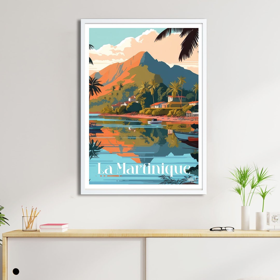 Martinique Poster – Travel Poster – Tropical Caribbean Illustration ...