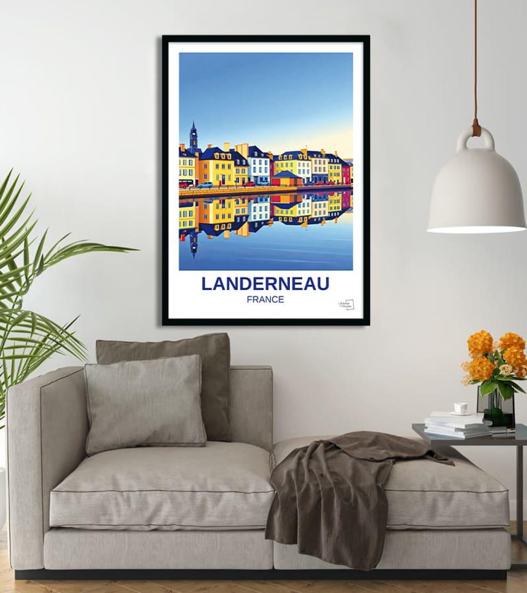 Landerneau Travel Poster – Vintage Brittany Wall Art – French Heritage ...