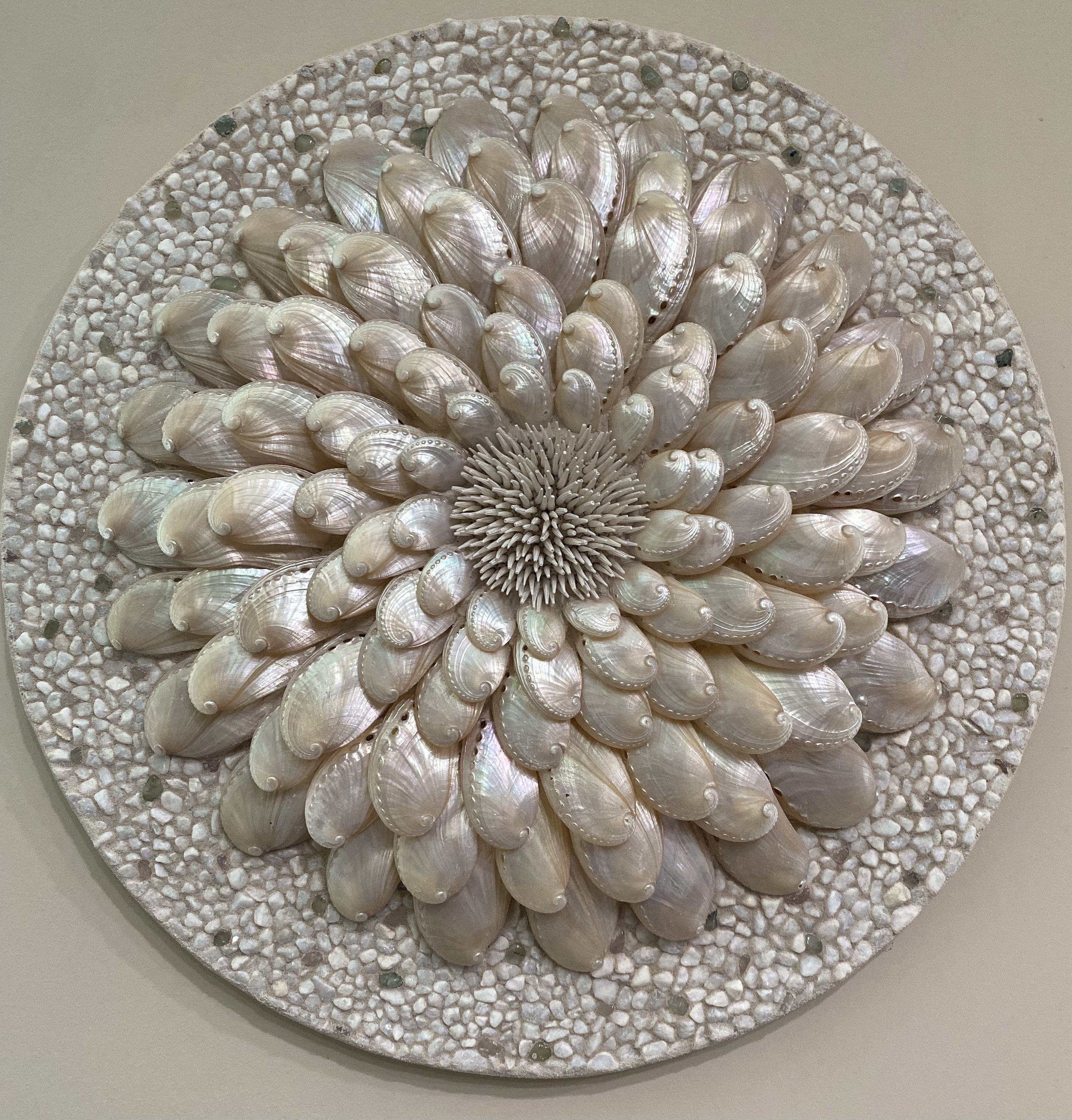 One of a Kind, Handmade, Round, Wall Art, Floral Sea Shell Mosaic. - Etsy