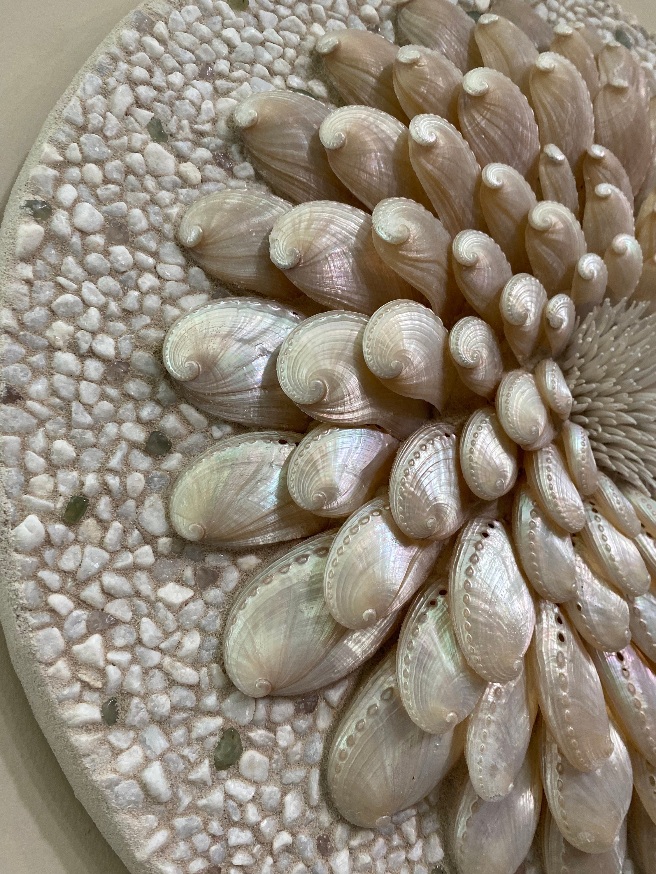 One of a Kind, Handmade, Round, Wall Art, Floral Sea Shell Mosaic. - Etsy