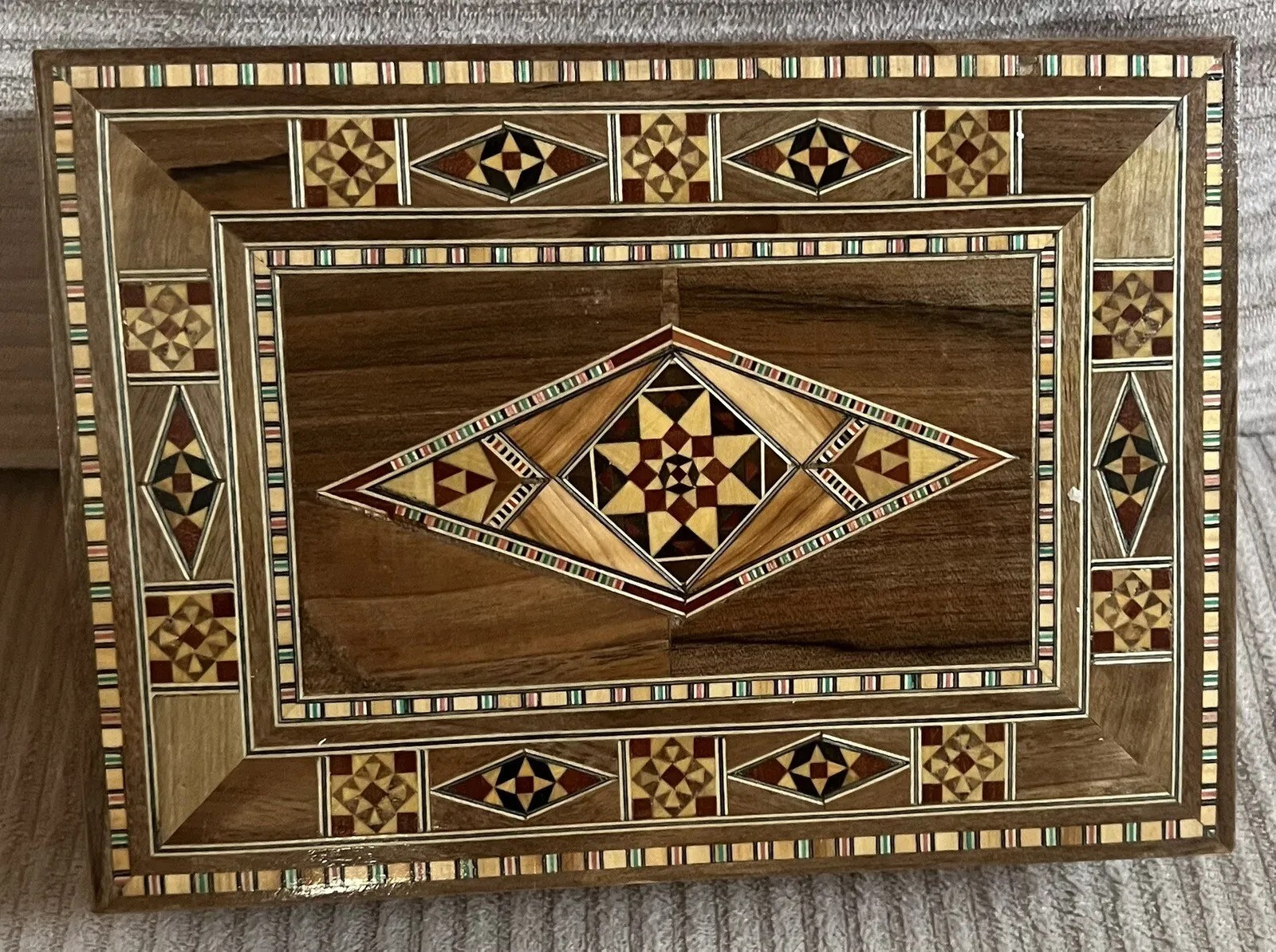 Syrian Damascus Handmade Wooden Mosaic Box Size Width 7 Inches Length 9 ...