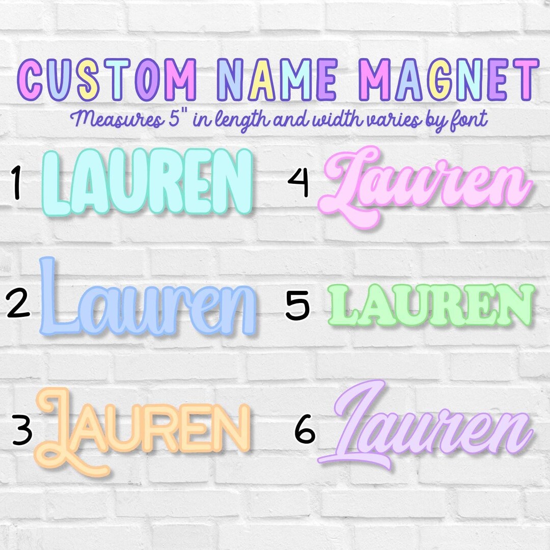 Custom Name MAGNET| Personalized Name Decal | Cute Colorful Pastel ...
