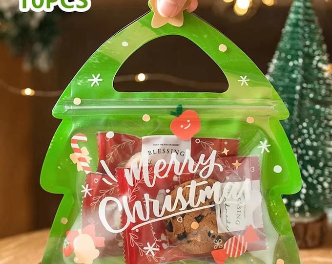 Christmas Tree Gift Bag Reusable Holiday Treat Container Party Supply ...