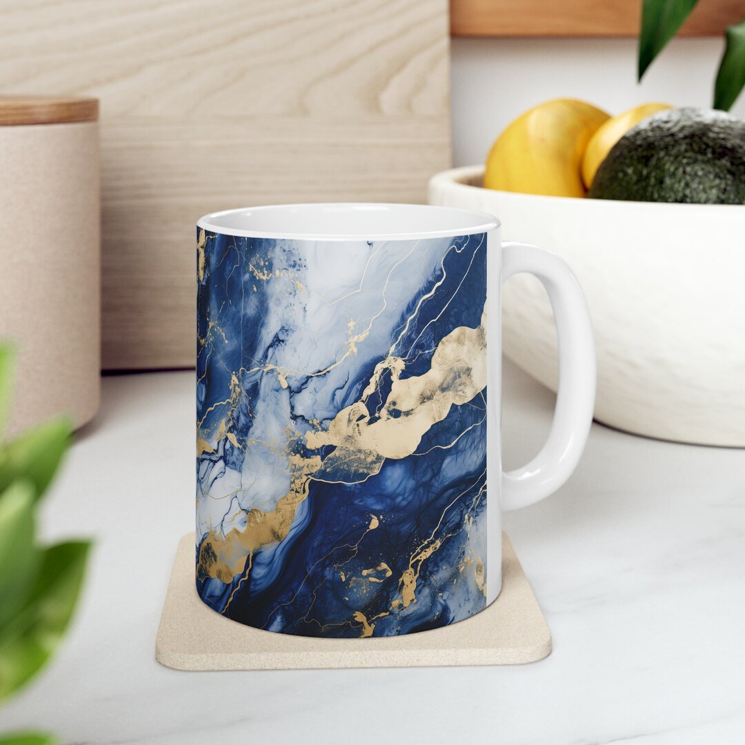 Dark Blue Coffee Mug Marble Gift for Coworker Thank You Gift Mug for ...