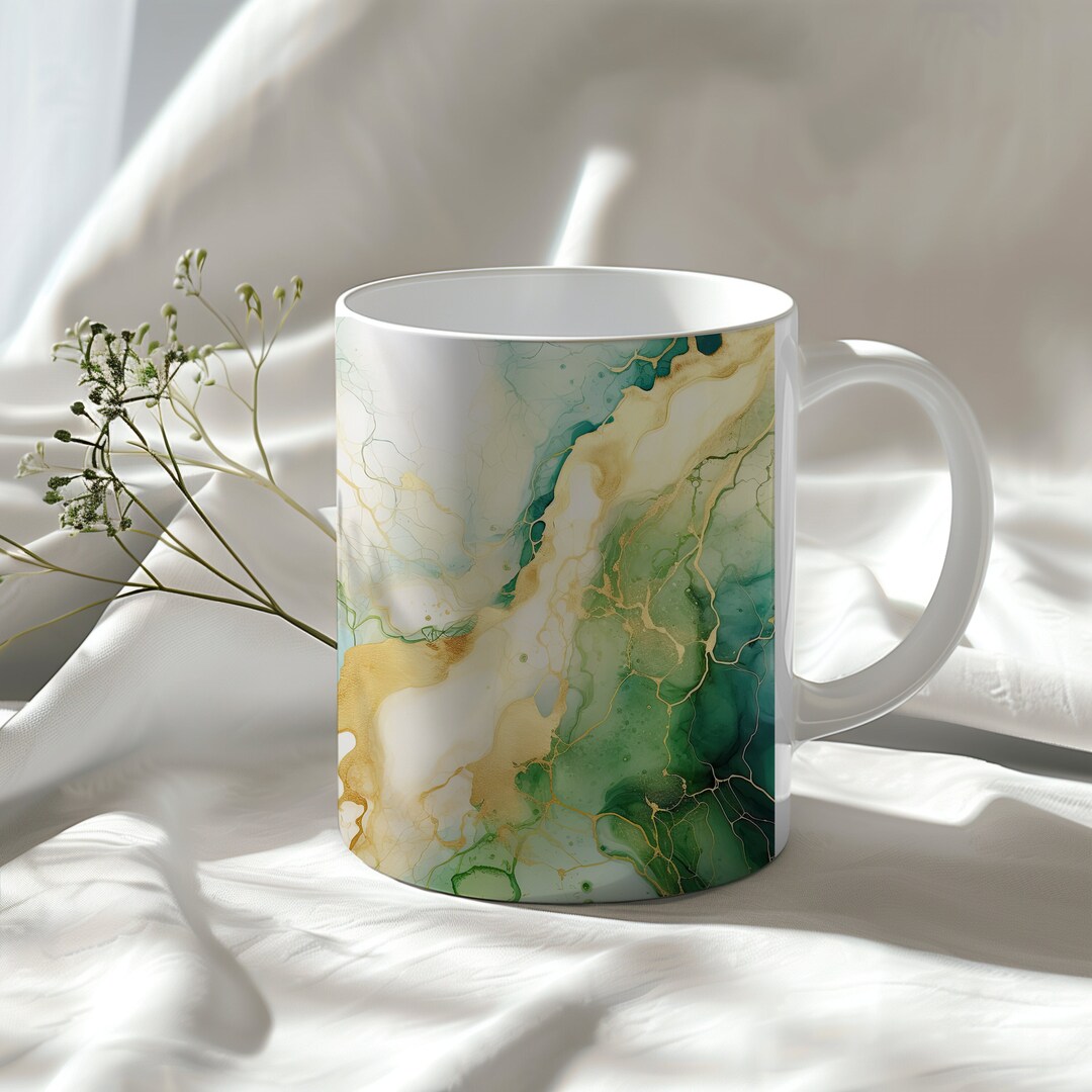Green Coffee Mug Set Green Marble Mug Stocking Stuffers for Adults Work ...