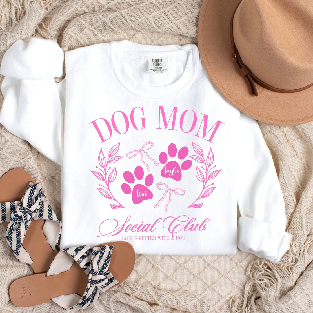 Pink Dog Mom Shirt Social Club Sweatshirt Dog Mom Life Tee Fur Mama T ...