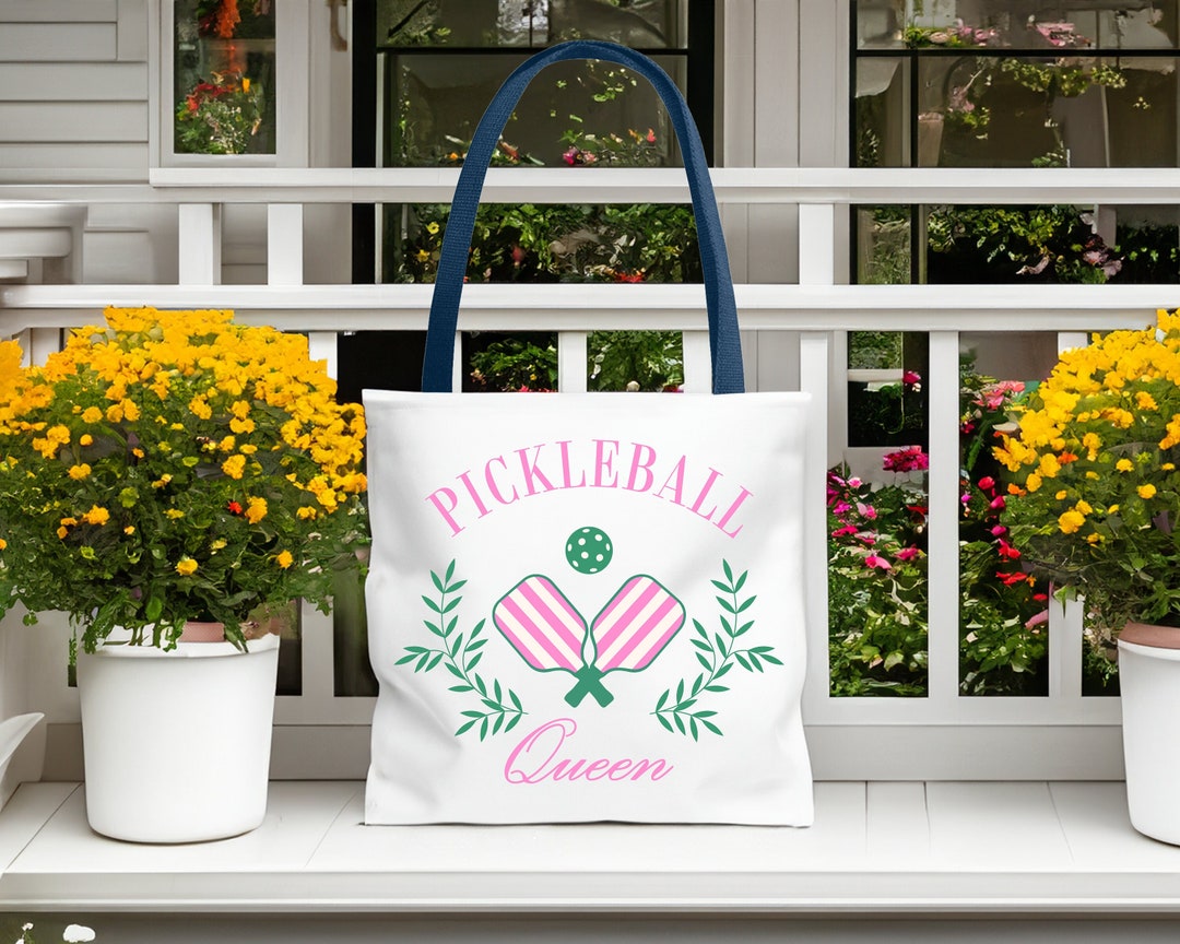 Pickleball Queen Tote Bag Pink and Green Pickleball Paddle Bag Retro ...