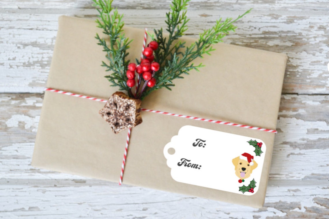 Christmas Gift Tag Stickers Cute Dog Gift Tags Animal Gift Tags 10 Tags ...