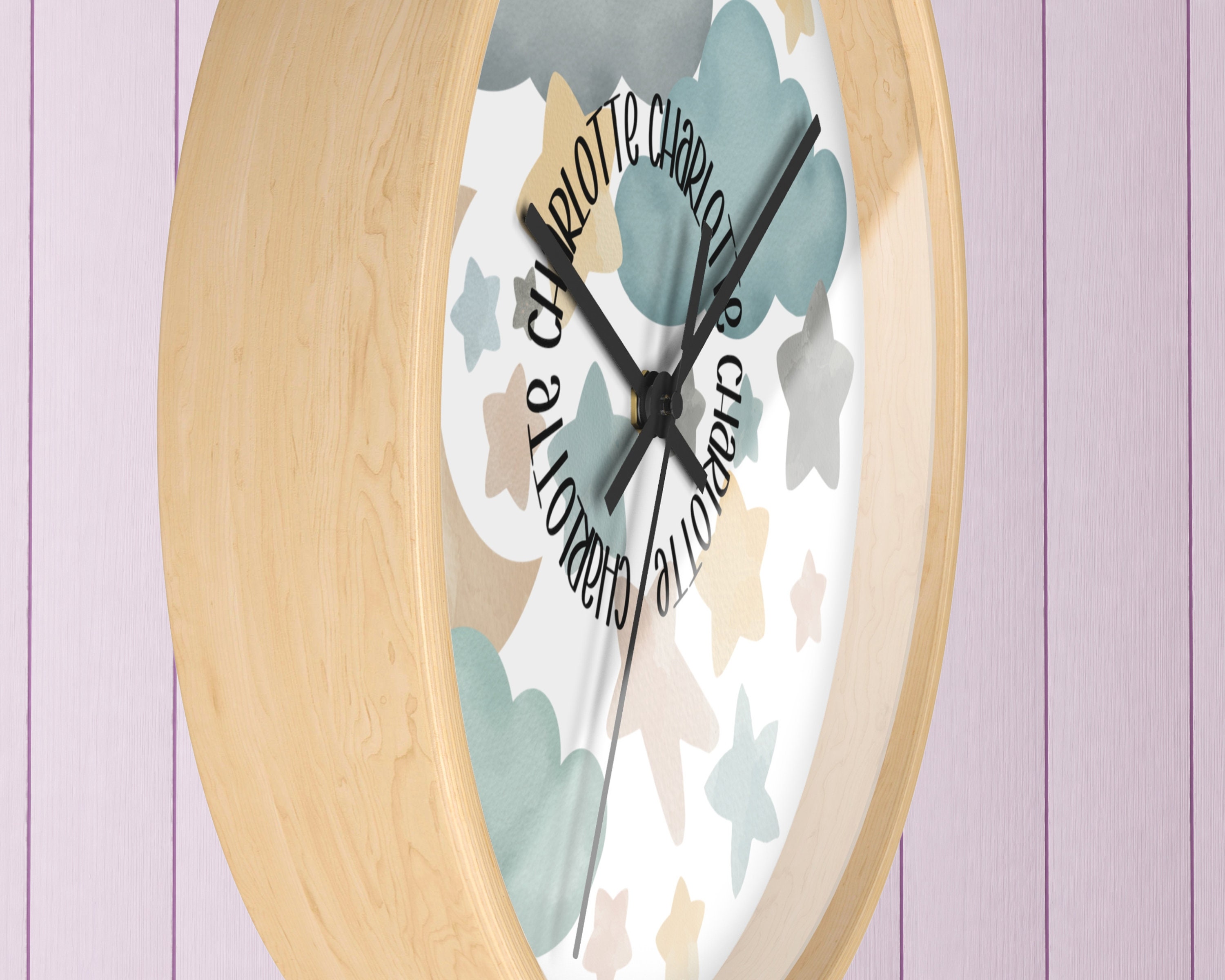 Custom Moon Clock Stars Clock Astronomy Themed Nursery Wall Art Name ...