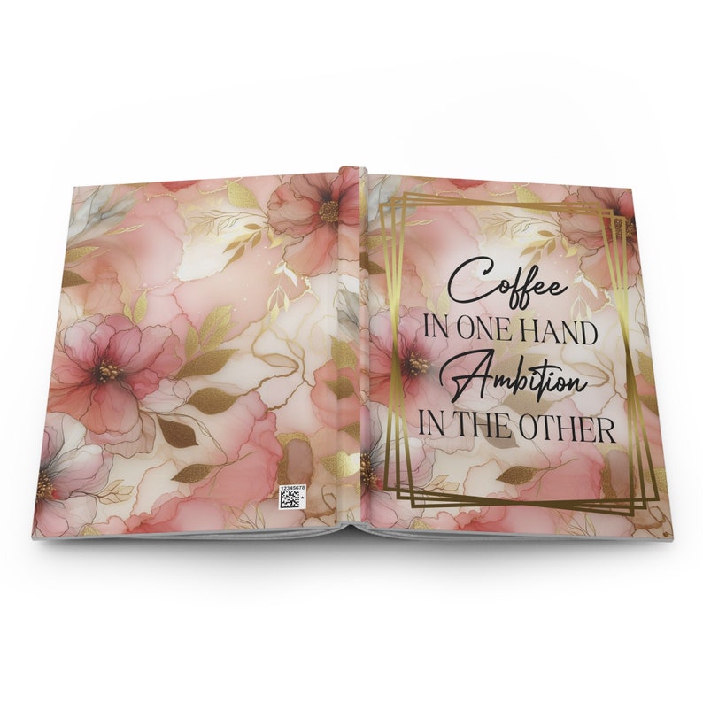 Pink Floral Journal Coffee Quote Motivational Stationery Gift Idea ...