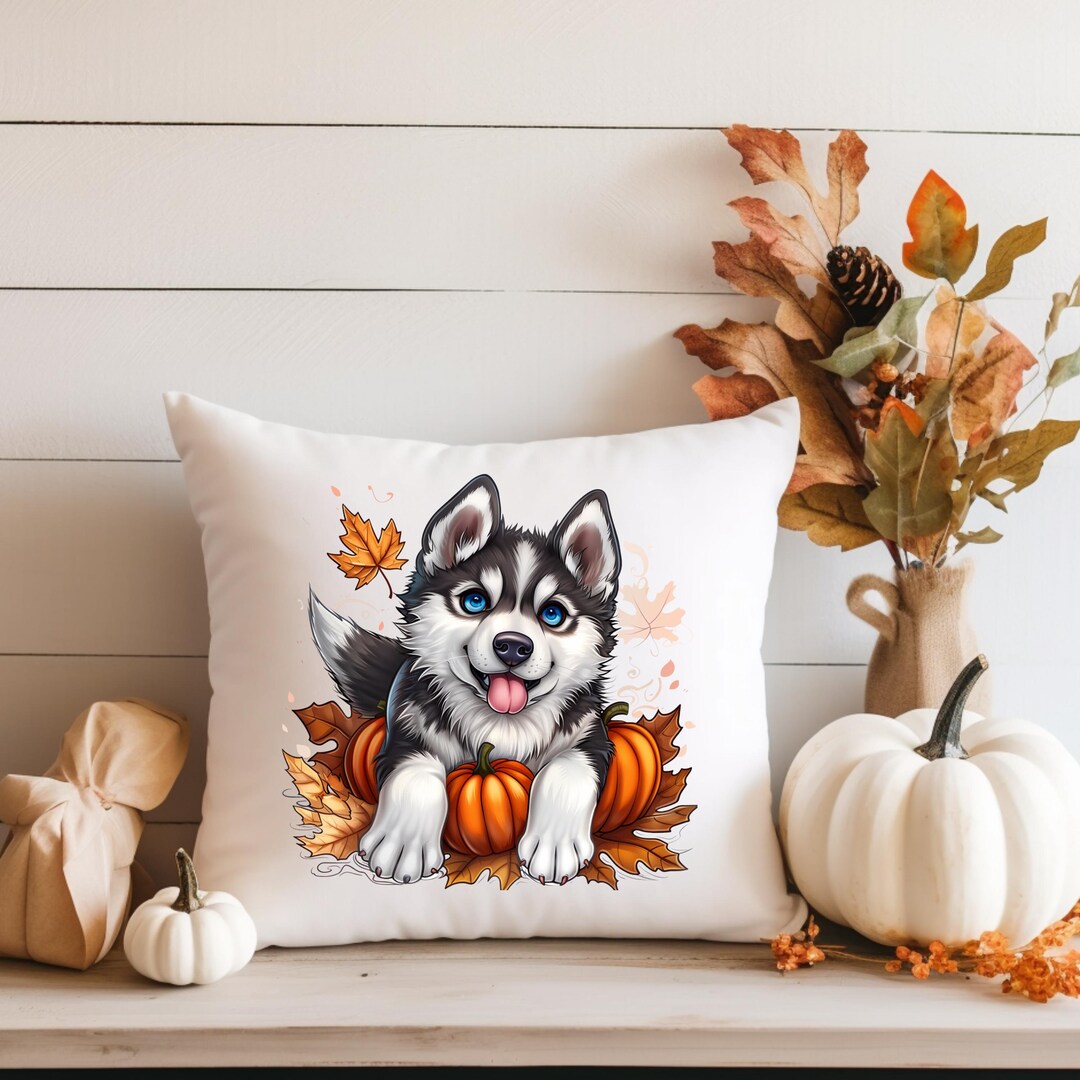 Siberian Husky PNG Fall Dog Clipart Husky Decor Thanksgiving PNG Fall ...