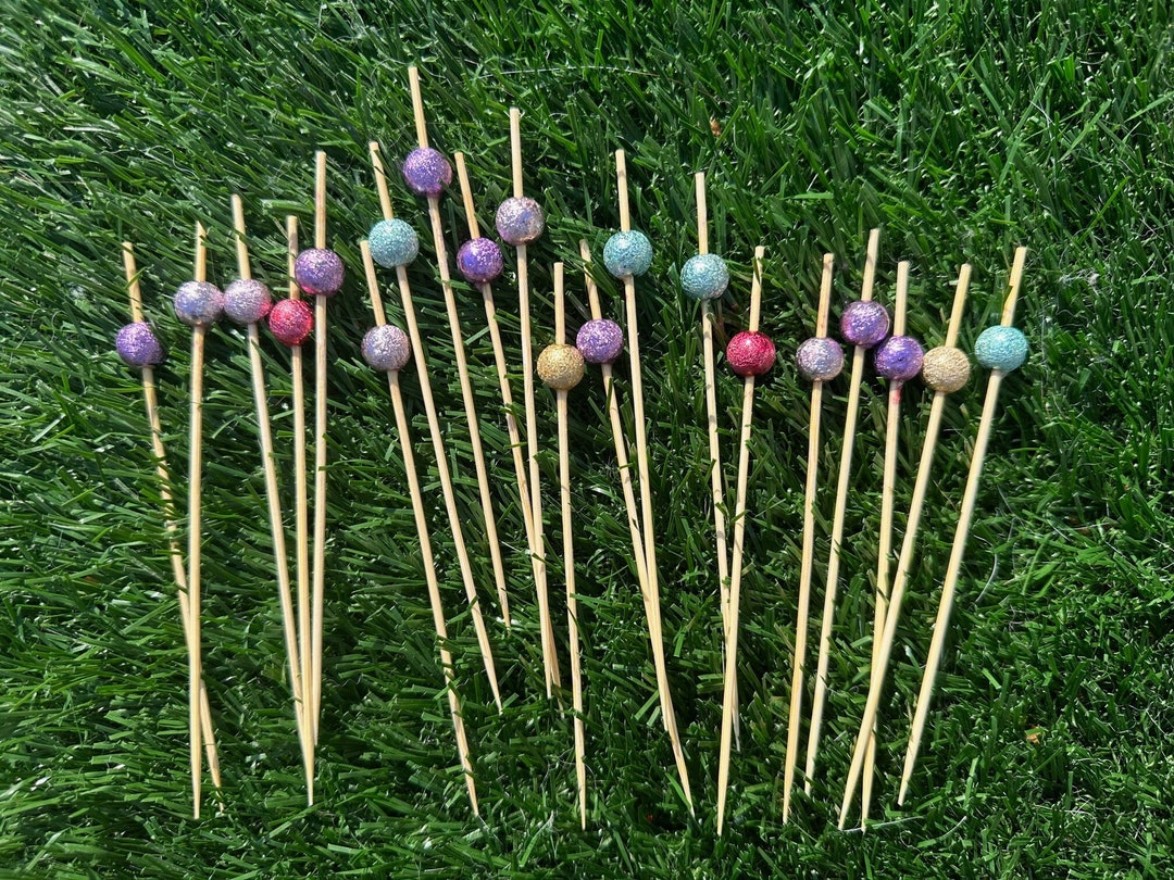 Beaded Cocktail Picks Colorful Pearl Garnish Picks Dessert Skewers ...