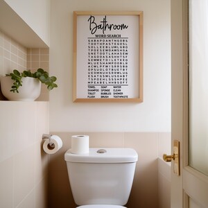 Bathroom Word Game Modern Powder Room Wall Decor Unique Poster Art ...