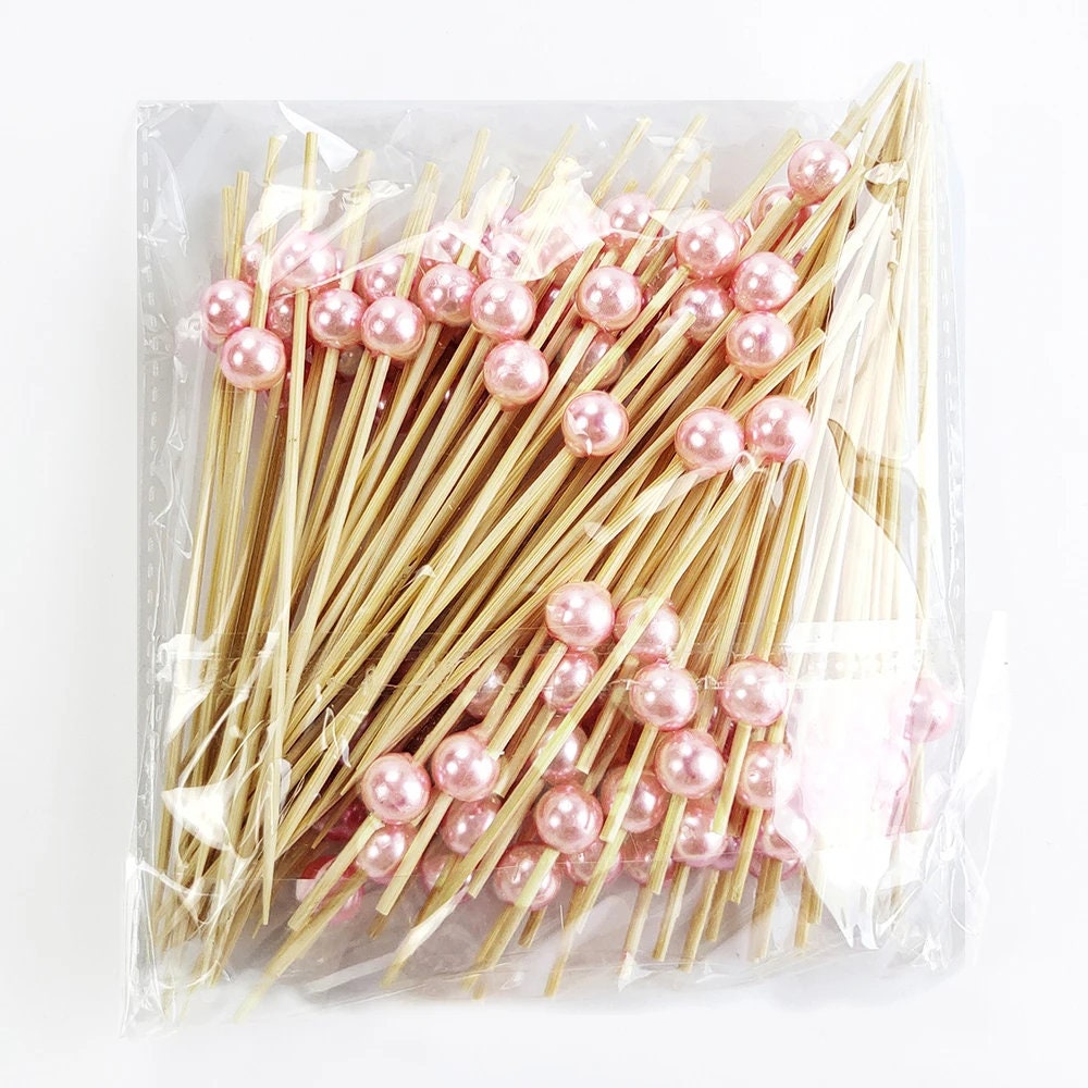 300 Pink Pearl Cocktail Pick Pink Appetizer Toothpicks Wedding Decor ...