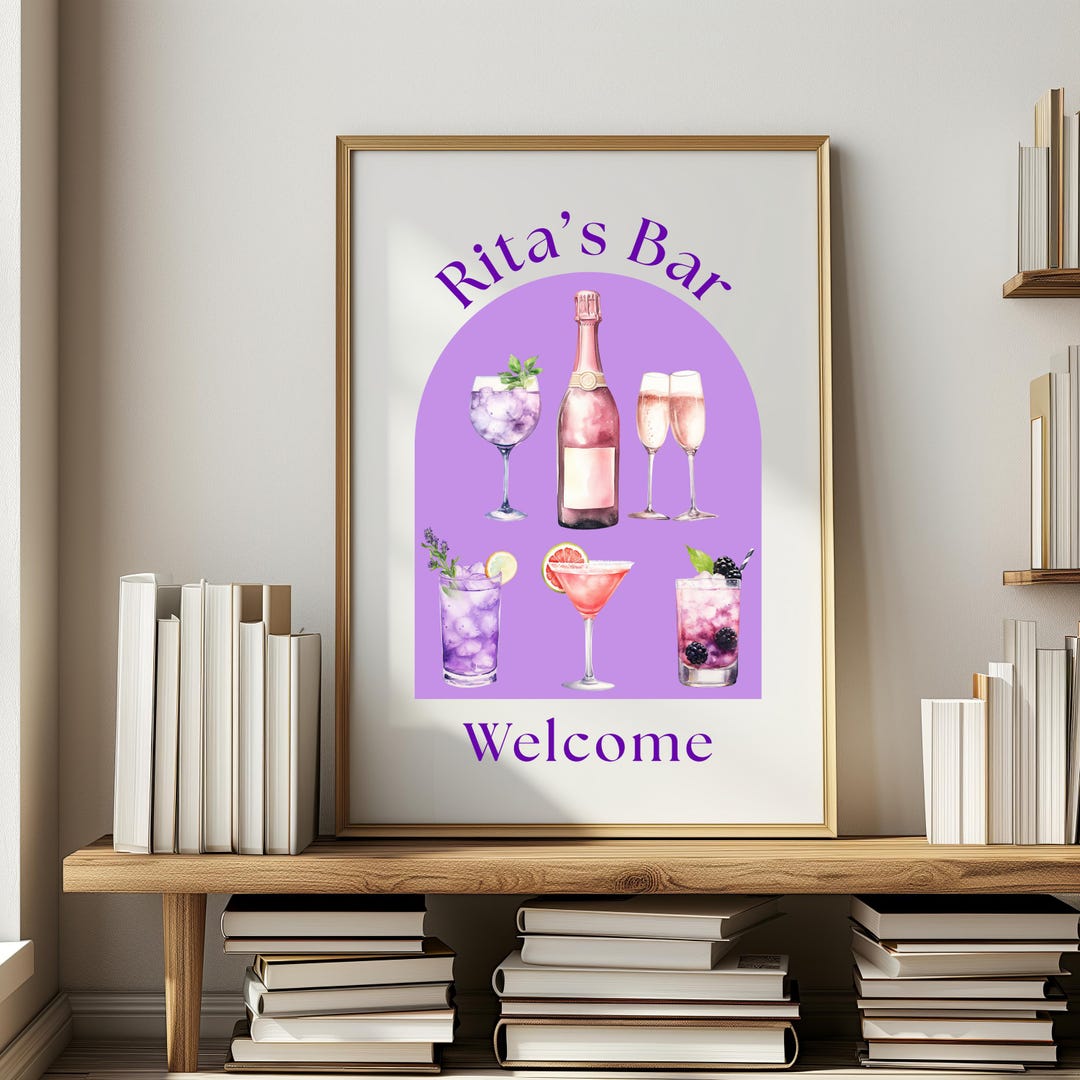 Acotar Bar Display Purple Sign Cocktail Poster Champagne Decor Velaris ...