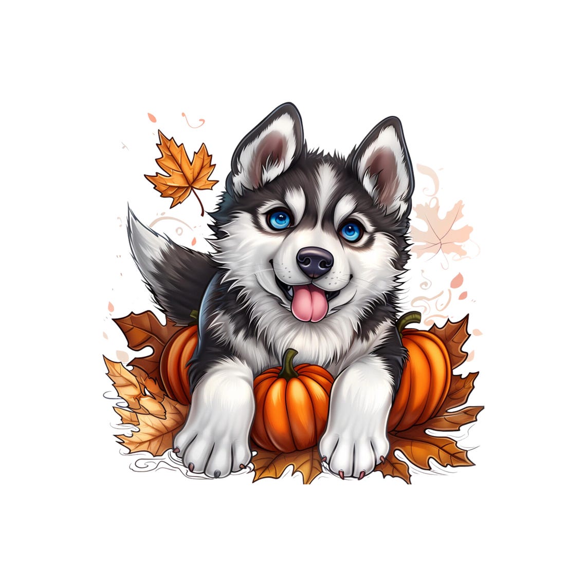 Siberian Husky PNG Fall Dog Clipart Husky Decor Thanksgiving PNG Fall ...