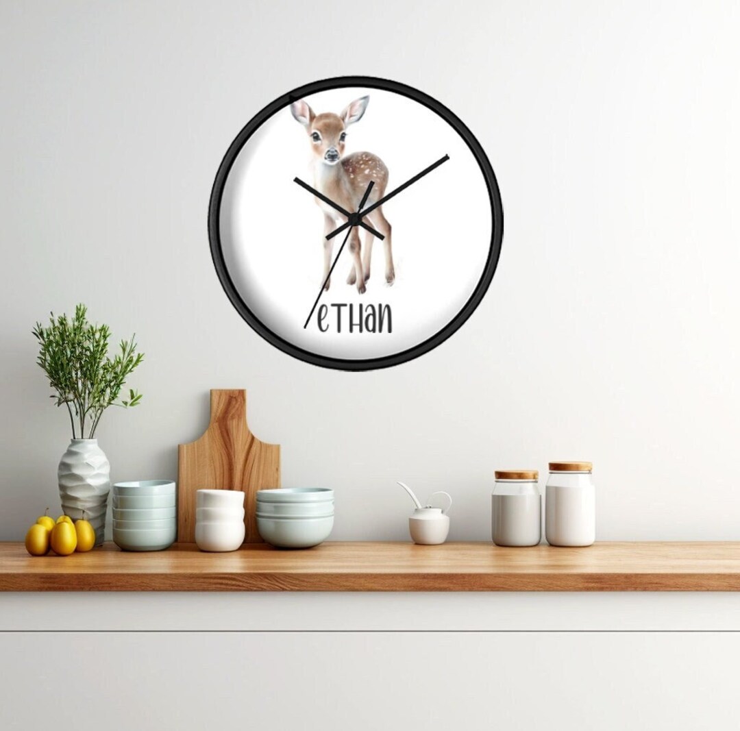 Deer Clock Kids Room Clock Deer Wall Art for Nursery Baby Room Decor ...