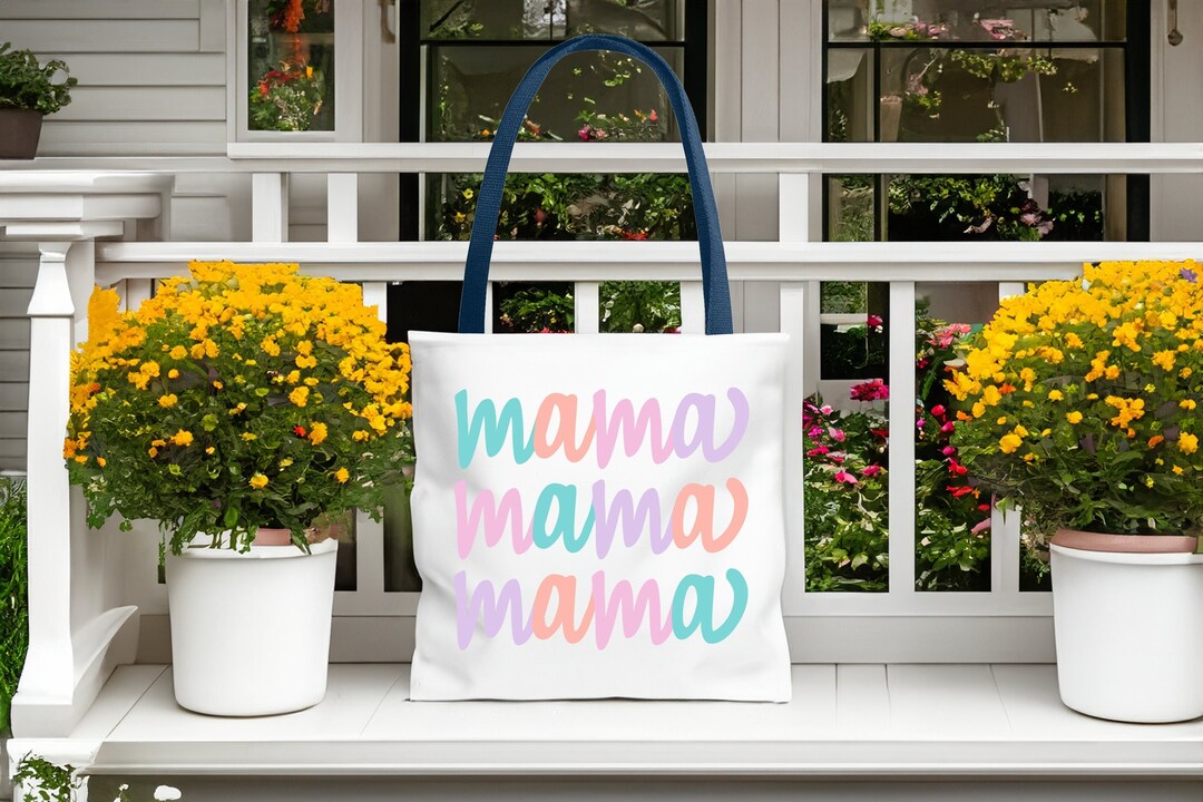 Mama Tote Bag for Mom Essentials Large White Tote Bag for Busy Moms ...