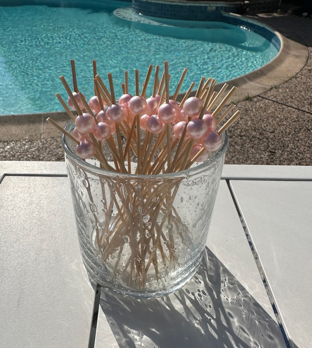 Pink Pearl Cocktail Pick Pink Appetizer Toothpicks Wedding Decor Fancy ...