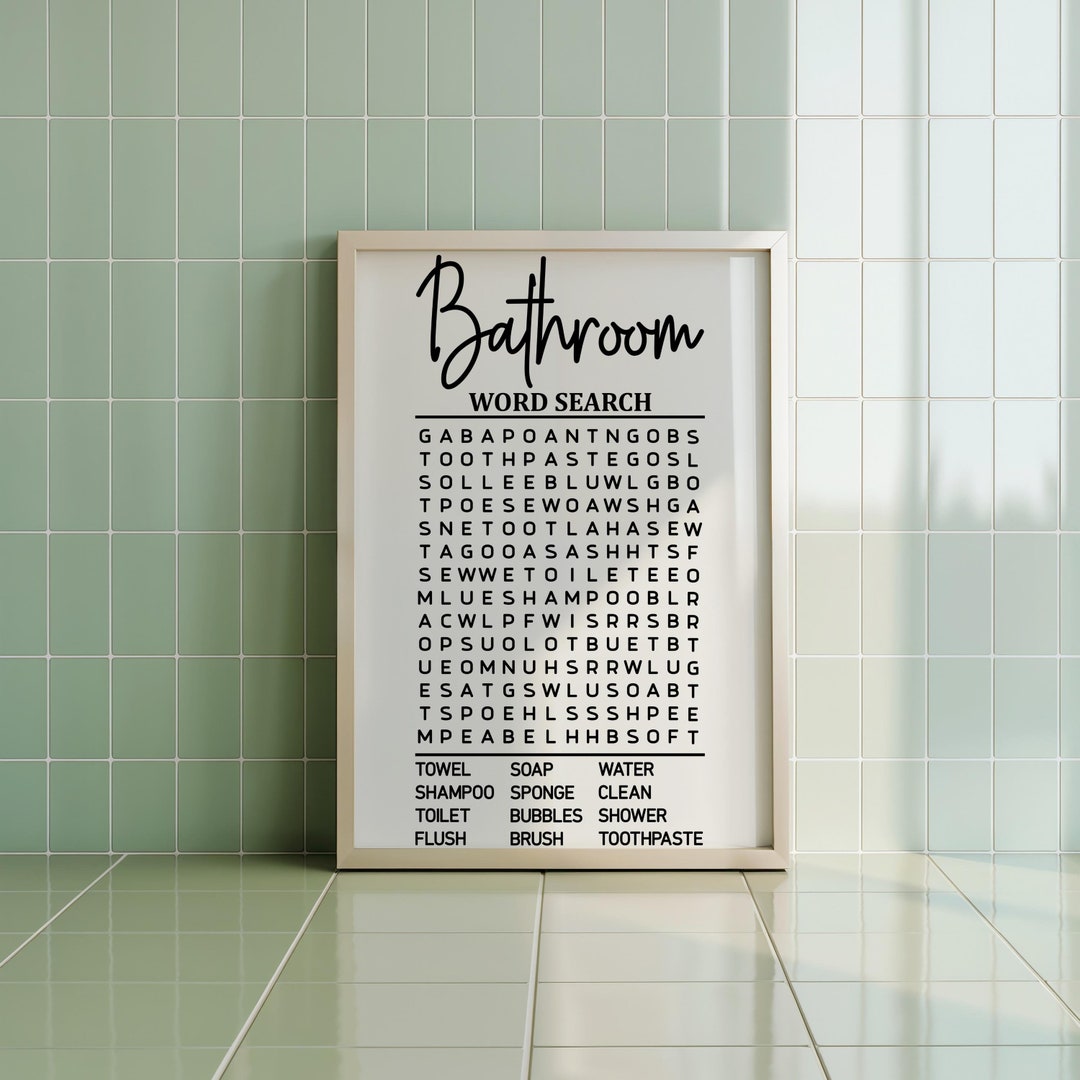Bathroom Word Game Modern Powder Room Wall Decor Unique Poster Art ...